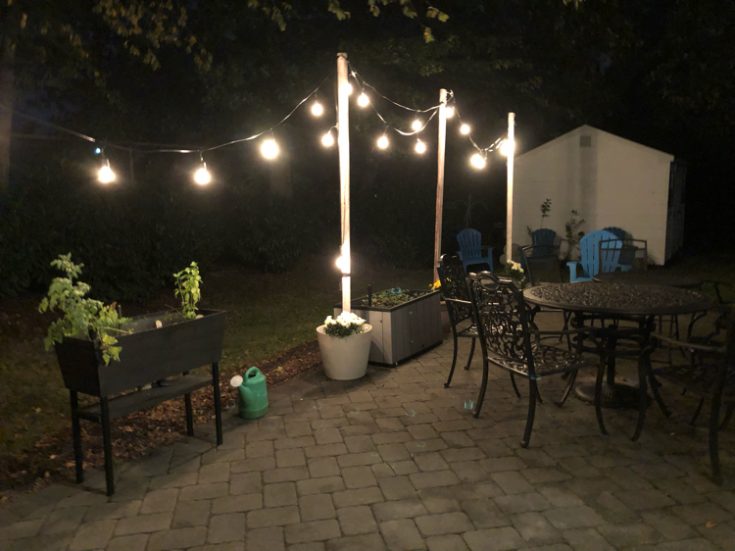 Easy Patio Planter Posts for String Lights
